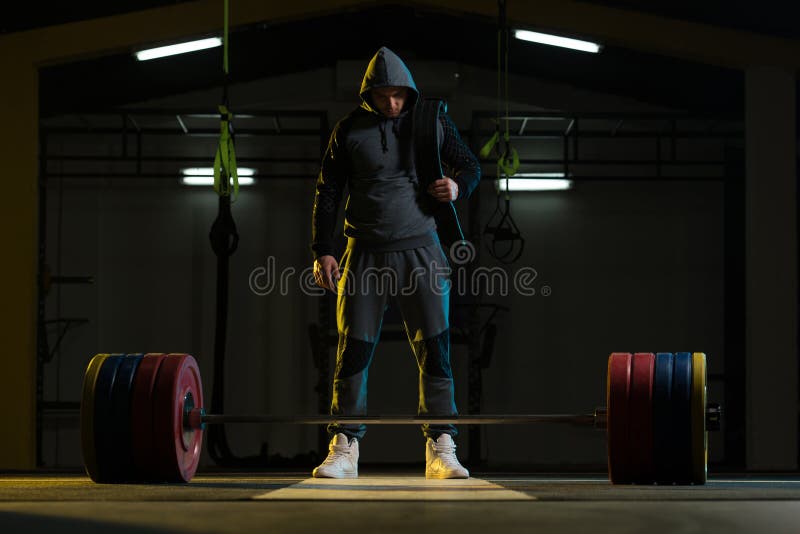 Young Athlete Getting Ready for Weight Lifting Training Stock Photo ...