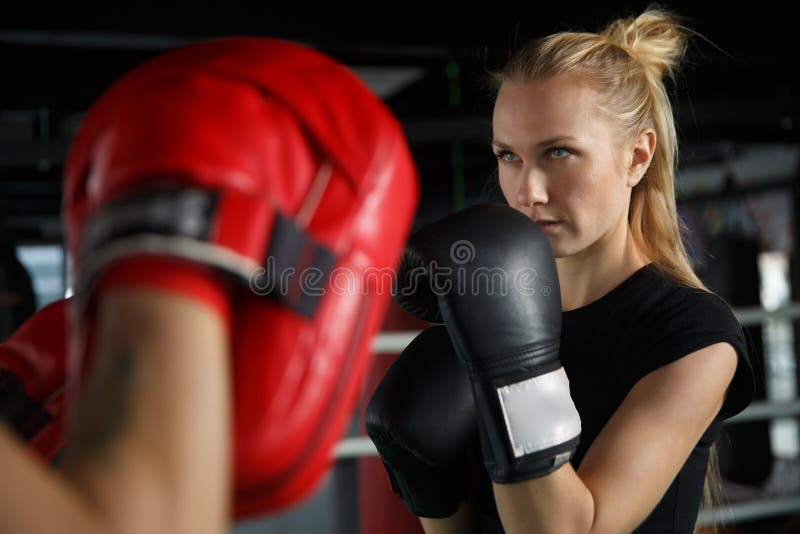 Young Athletes Trains in Boxing Stock Photo - Image of boxing, hair ...