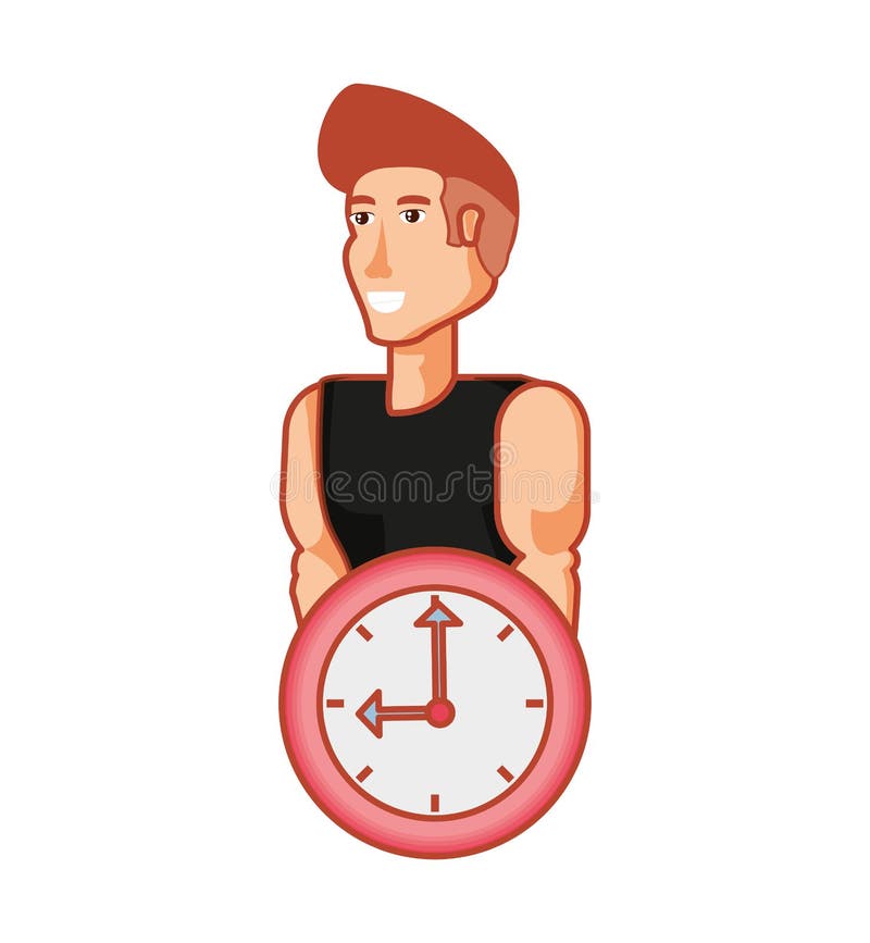 Young Athletic Man with Clock Stock Vector - Illustration of athlete ...