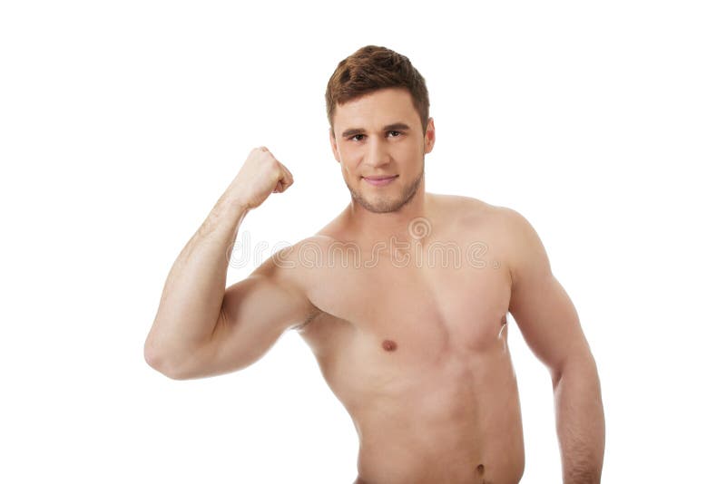 Young Athletic Man Showing His Muscles. Stock Photo - Image of champion ...