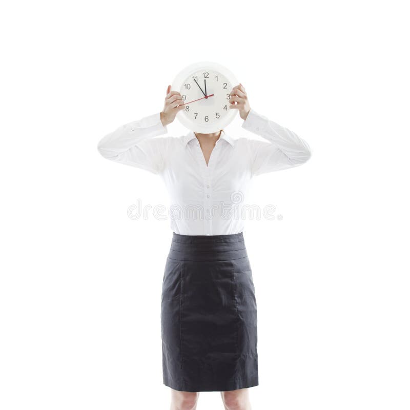 Young Attarctive Business Woman with Big Clock Stock Image - Image of ...