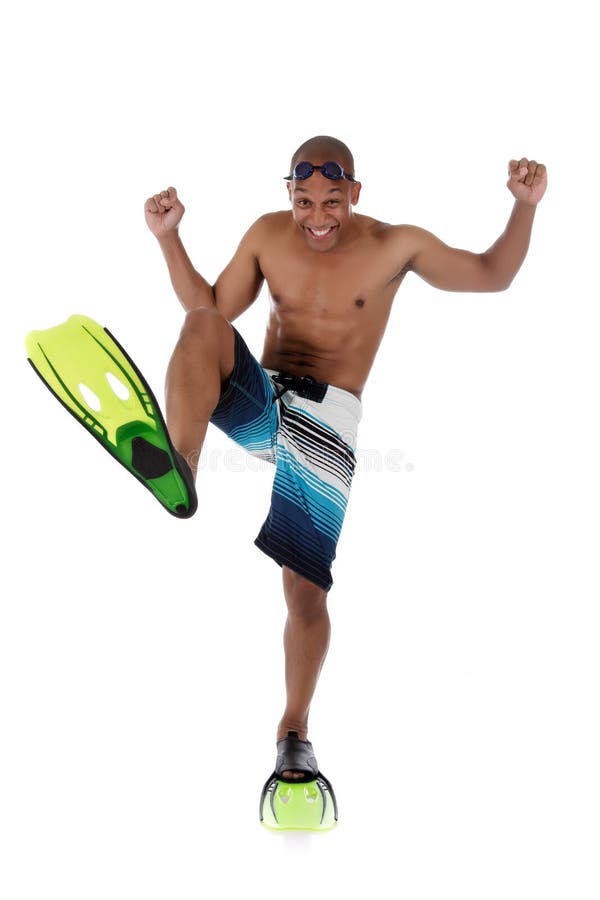 Young Attractive African American Man in Swimsuit Stock Photo - Image ...