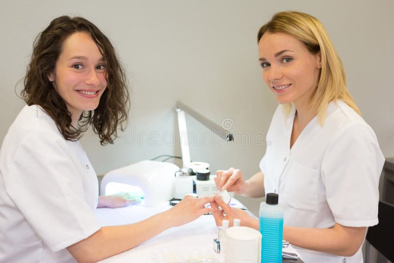 Young Attractive Beautician Students Practising during Courses Stock ...