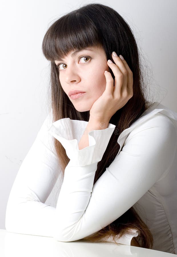 Young Attractive Beautiful Woman Looking Stock Photo - Image of desk ...