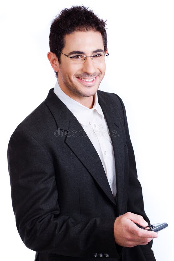 Young Attractive Business Man Holding a Mobile Stock Image - Image of ...