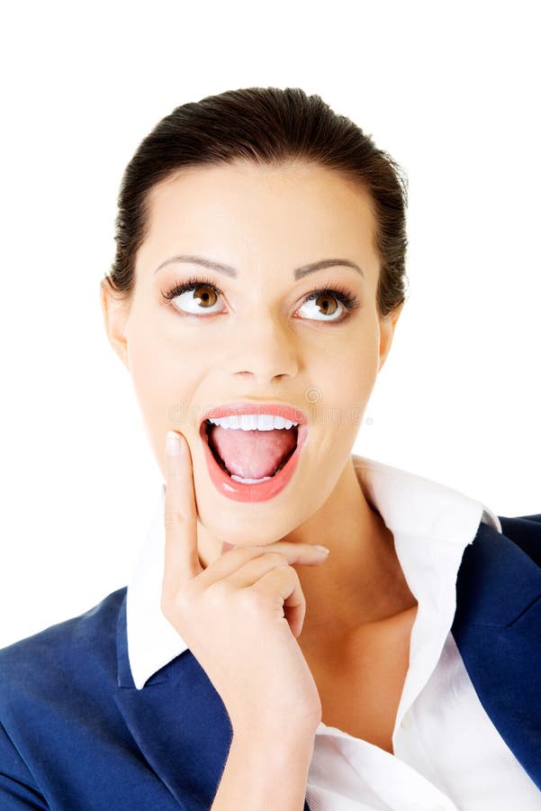 Young Attractive Businesswoman. Face Expression. Thinking Stock Photo ...