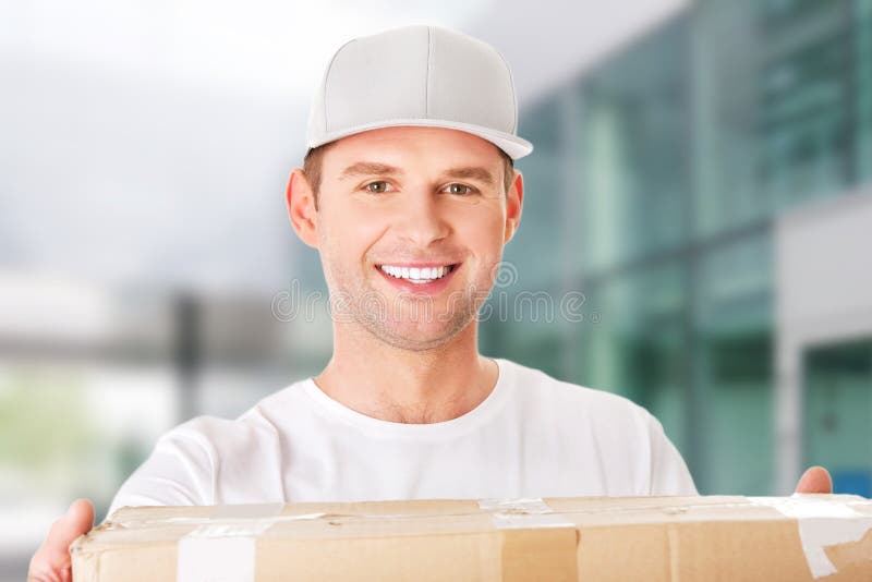 Young Attractive Courier Guy Stock Photo - Image of professional, mail ...
