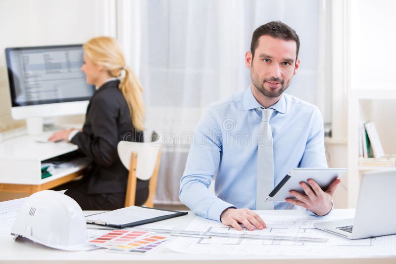 Young Attractive Engineer Working at the Office Stock Photo - Image of ...