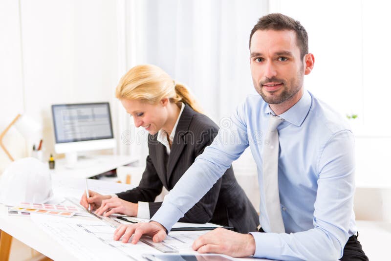 Young Attractive Engineer Working at the Office Stock Photo - Image of ...