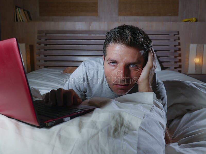 Young Attractive Exhausted and Unhappy Man Upset Working with Laptop ...