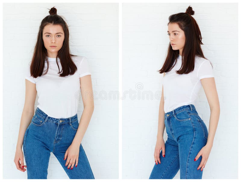 Young Attractive Girl Posing on Model Test Shoot with Natural Day Light ...