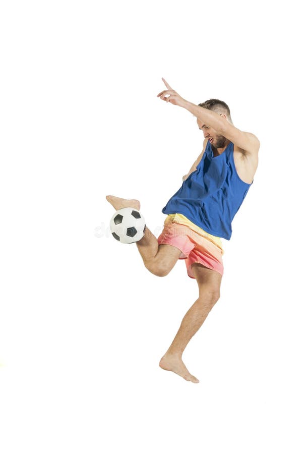 Young Attractive Guy Playing with Football Stock Photo - Image of ...