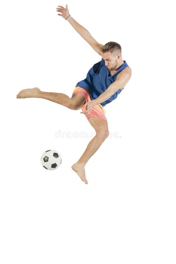 Young Attractive Guy Playing with Football Stock Photo - Image of ...