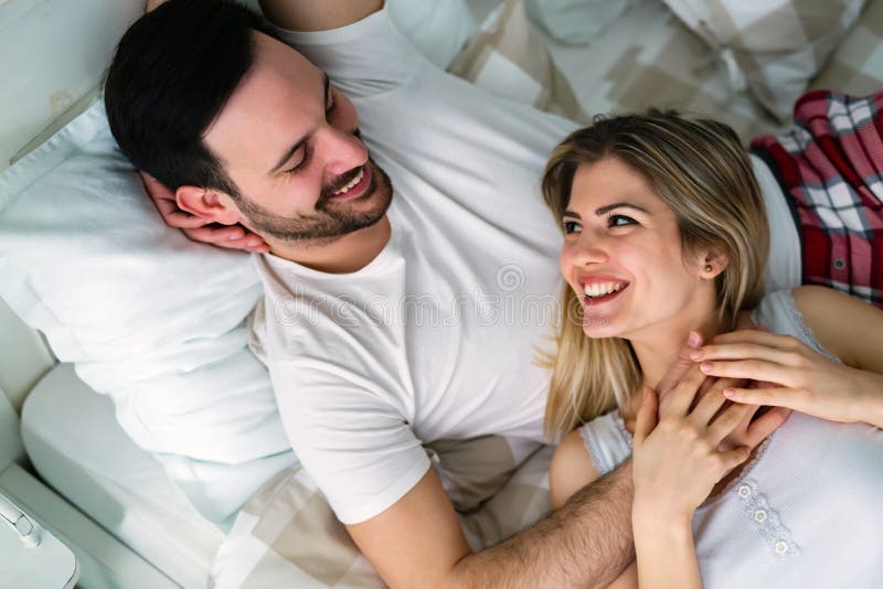 Young Attractive Couple Having Romantic Time in Bed Stock Image - Image ...
