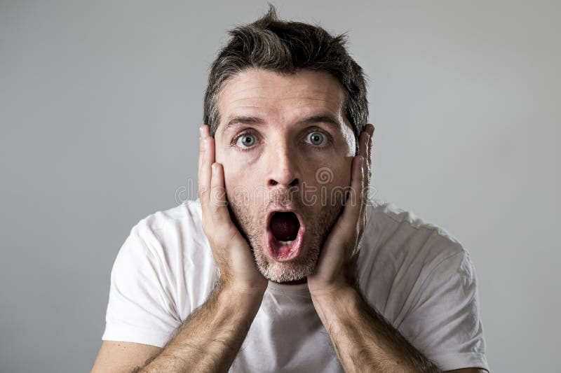 Young Attractive Man Astonished Amazed In Shock Surprise Face