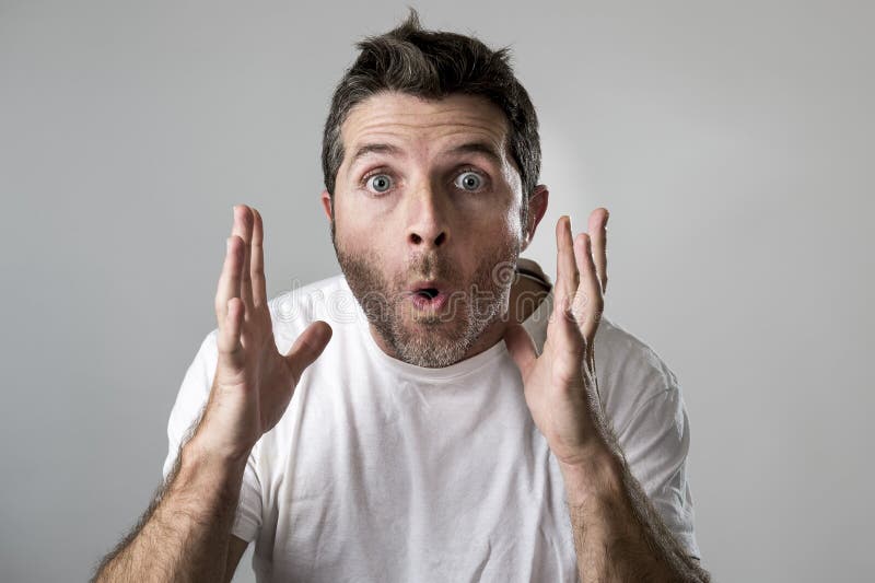 Young Attractive Man Astonished Amazed In Shock Surprise Face