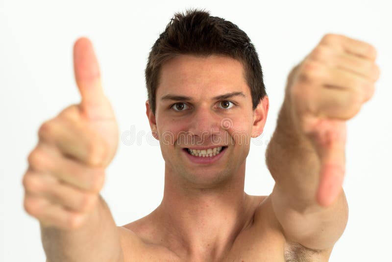 Young Attractive Man Doing Thumb Up Stock Image - Image of neutral ...