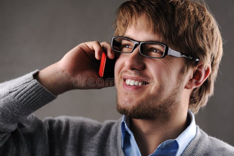 Young Attractive Man Talking Stock Image - Image of glasses, fashion ...