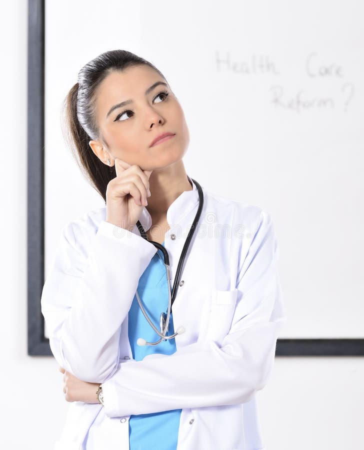Young Attractive Medical Student Thinking Stock Photo - Image of ...