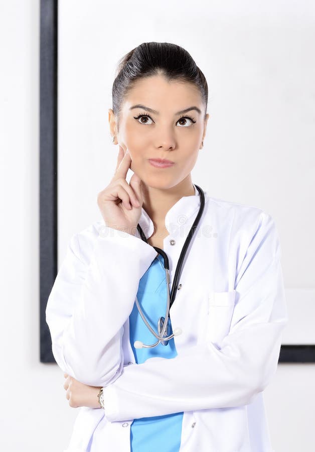 Young Attractive Medical Student Thinking Stock Image - Image of hold ...