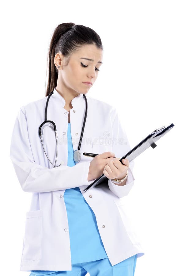 Young Attractive Medical Student Thinking Stock Image - Image of copy ...
