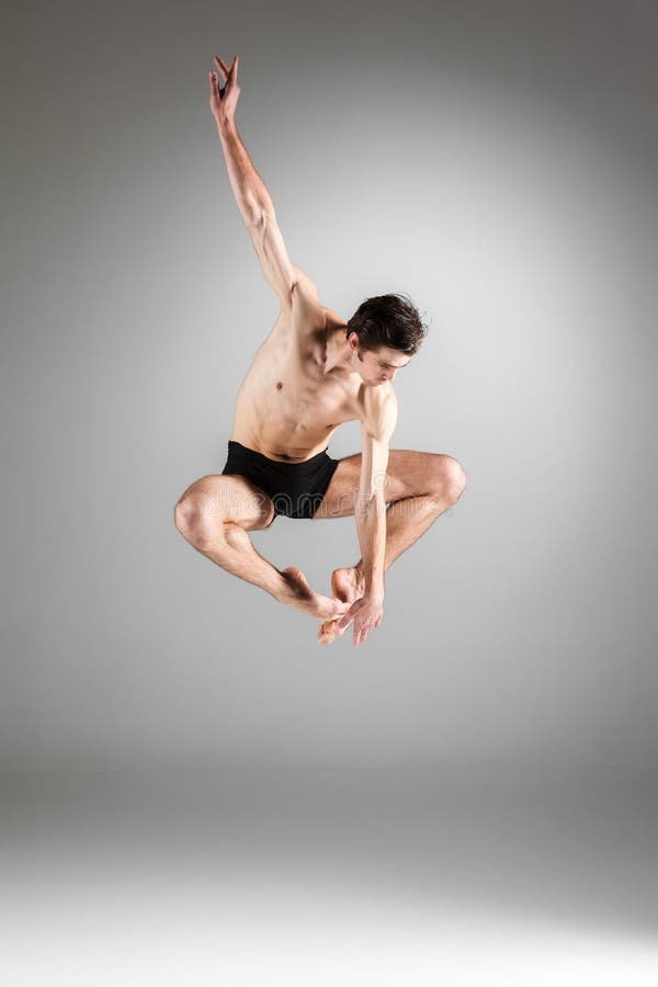 The Young Attractive Modern Ballet Dancer Jumping Stock Image - Image ...