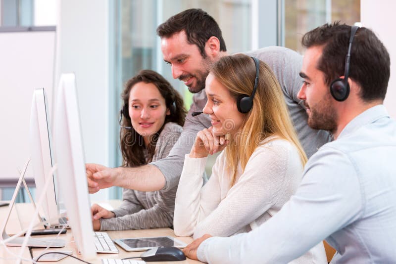Young Attractive People Learning Their New Job Call Center Stock Photos ...