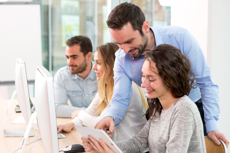 Young Attractive People Taking a Training Course with Formator Stock ...