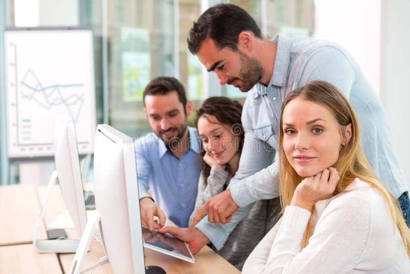 Young Attractive People Taking a Training Course with Formator Stock ...