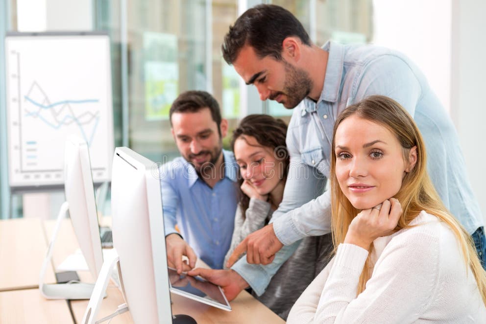 Young Attractive People Taking a Training Course with Formator Stock ...