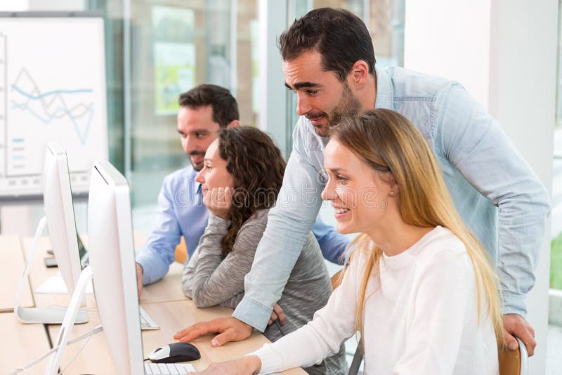 Young Attractive People Taking a Training Course with Formator Stock ...