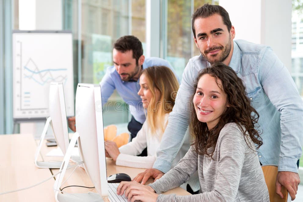 Young Attractive People Taking a Training Course with Formator Stock ...