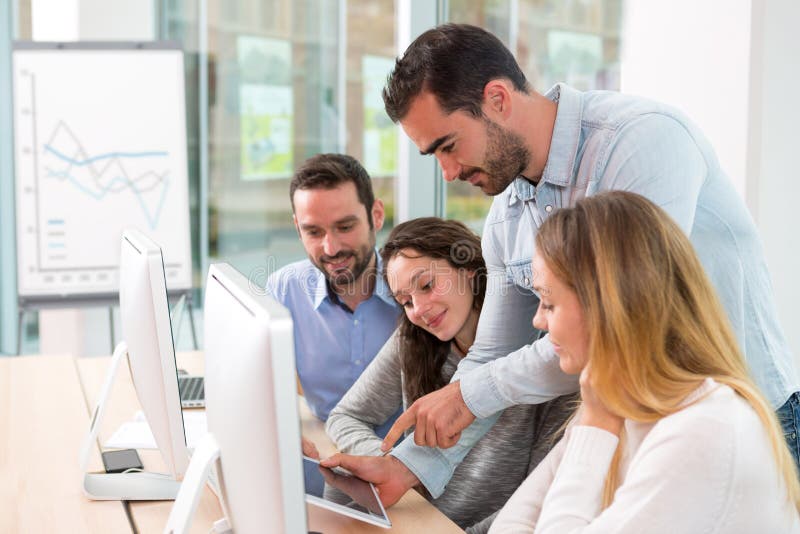 Young Attractive People Taking a Training Course with Formator Stock ...