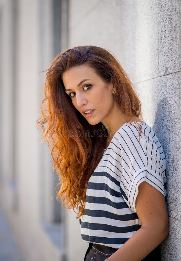 Young Attractive Red Haired Woman Looking With Natural Beauty Real