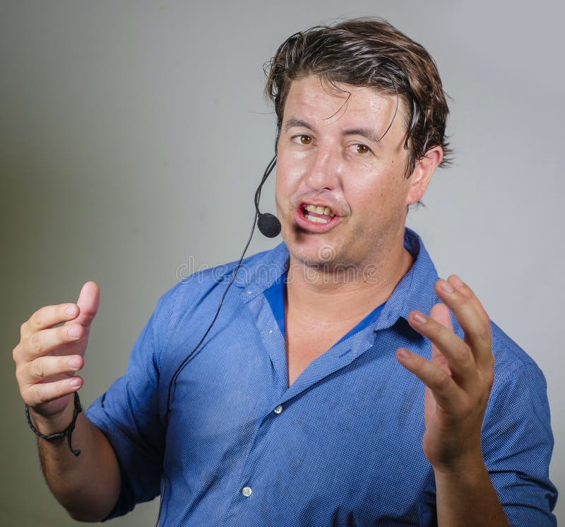 Young Attractive and Successful Man Giving Motivation Coaching Speech ...