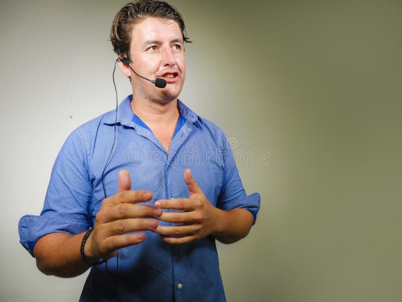 Young Attractive and Successful Man Giving Motivation Coaching Speech ...