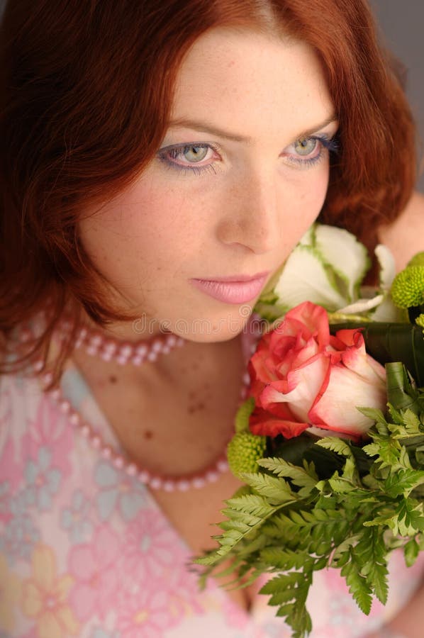 Young attractive woman stock photo. Image of nosegay, atractive - 7612350