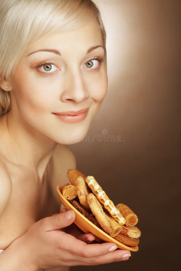 Young Attractive Woman with Cookies Stock Photo - Image of cheerful ...