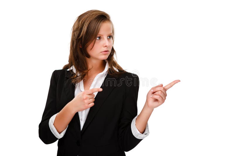 Man Pointing Standing on White Background Stock Image - Image of ...