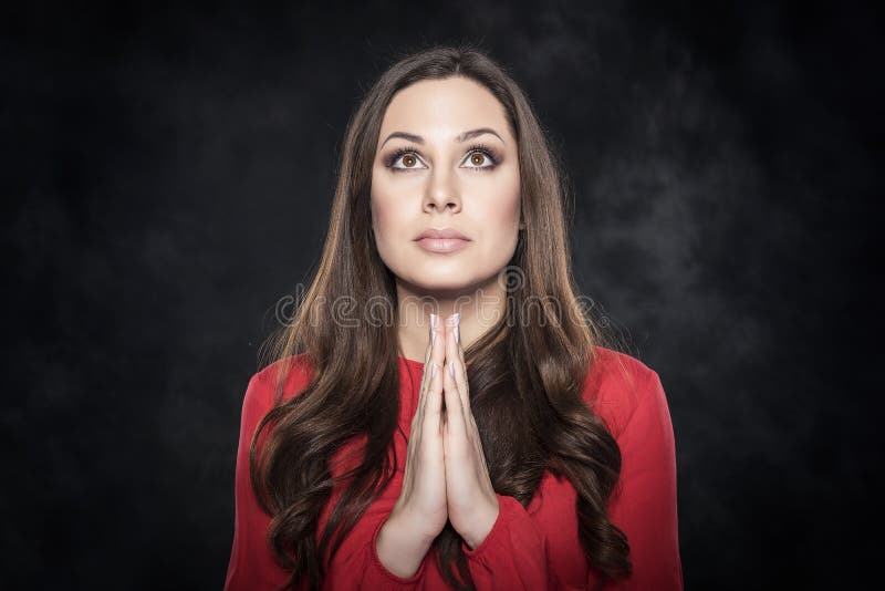 Young Attractive Woman Praying. Stock Image - Image of girl, person ...