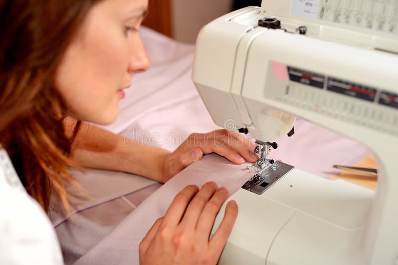 Creative Woman Using Sewing Machine Stock Image - Image of people ...