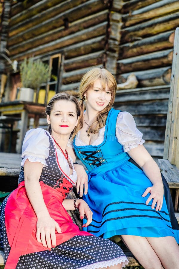 Young Austrian Woman Wearing Dirndl Stock Photo - Image of cheerful ...