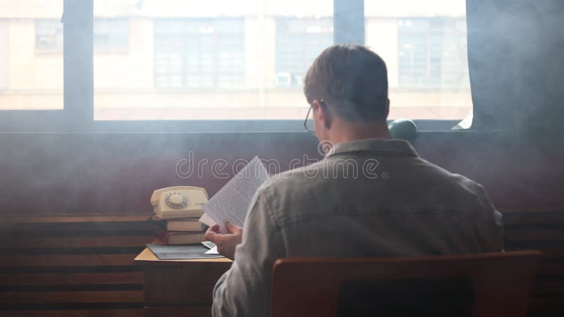 Young Author Thinking Intensely in Vintage Office, Stock Video - Video ...