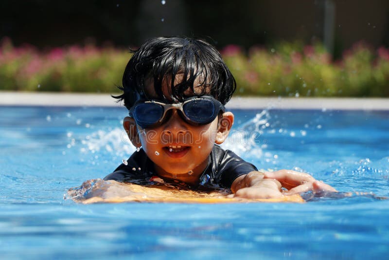 Young Baby Boy or Kid Enjoying in Swimming Pool Stock Image - Image of ...