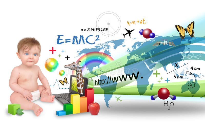 Young Baby Learning on Laptop Computer Stock Photo - Image of ...