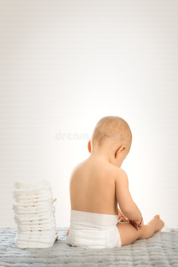 Baby from Back Sitting on White Stock Image - Image of cute, babyhood ...