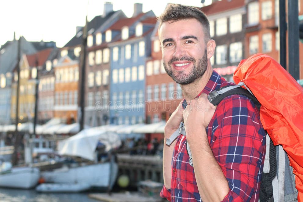 Young Backpacker Walking Around Denmark Stock Image - Image of backpack ...