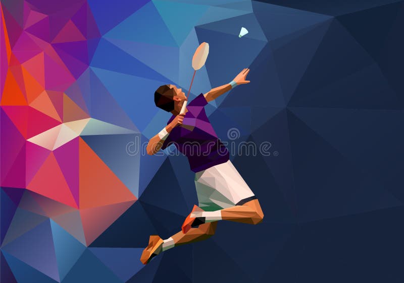 Young Badminton Player during Smash Stock Vector - Illustration of ...