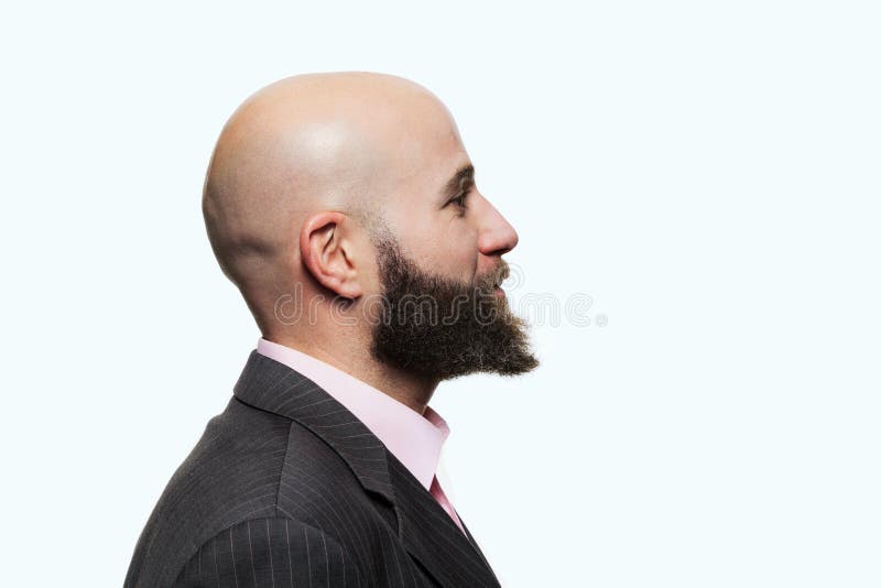 Young Bald Man with a Beard Stock Photo - Image of white, portrait ...