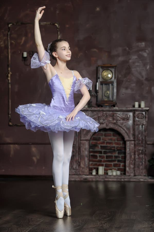 Young ballerina in a lilac stock image. Image of dancer - 28853903